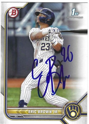 ERIC BROWN JR. SIGNED 2022 1ST BOWMAN DRAFT BASEBALL CARD MILWAUKEE ...