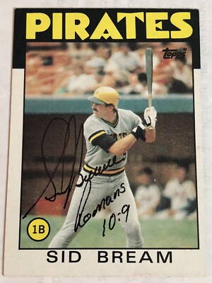 Sid Bream Signed Autographed 1986 Topps Baseball Card - Pirates, Braves ...
