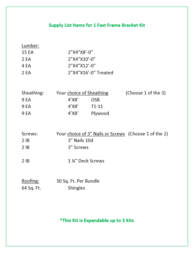 Storage Shed DIY Fast Frame Shed Kit. Expandable. No Angled Cuts Made ...