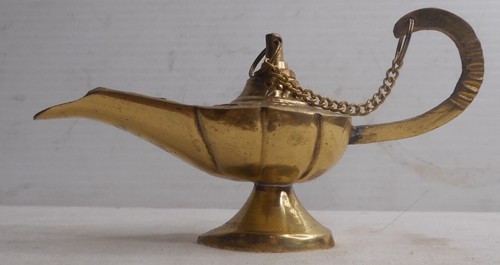 Brass Genie Aladdin Lamp Decorative Gift Ornate Floral Designs 5" W x 2 ...