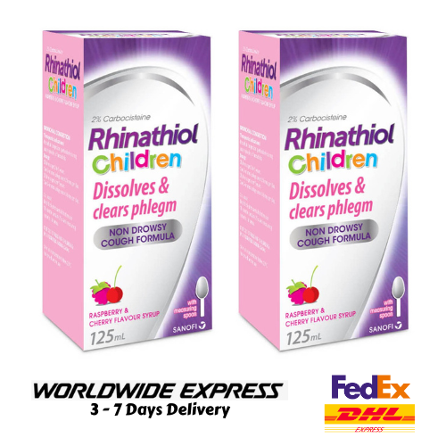 2x 125ml RHINATHIOL Syrup For Child Kids Dissolve & Clear Phlegm Non ...