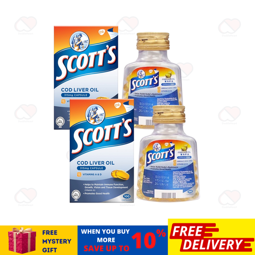 2X Scott's Pure Cod Liver Oil Vitamin A & D2, Calcium and Phosphorus ...