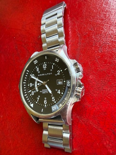 Hamilton Khaki Navy Dual Time H776151 Black 21J Automatic Swiss Made | eBay