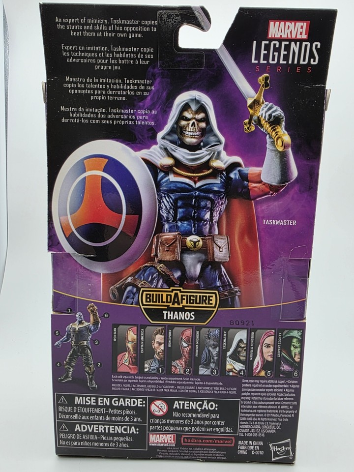 Hasbro Marvel Legends Avengers TASKMASTER 6” Figure Thanos Build-A ...