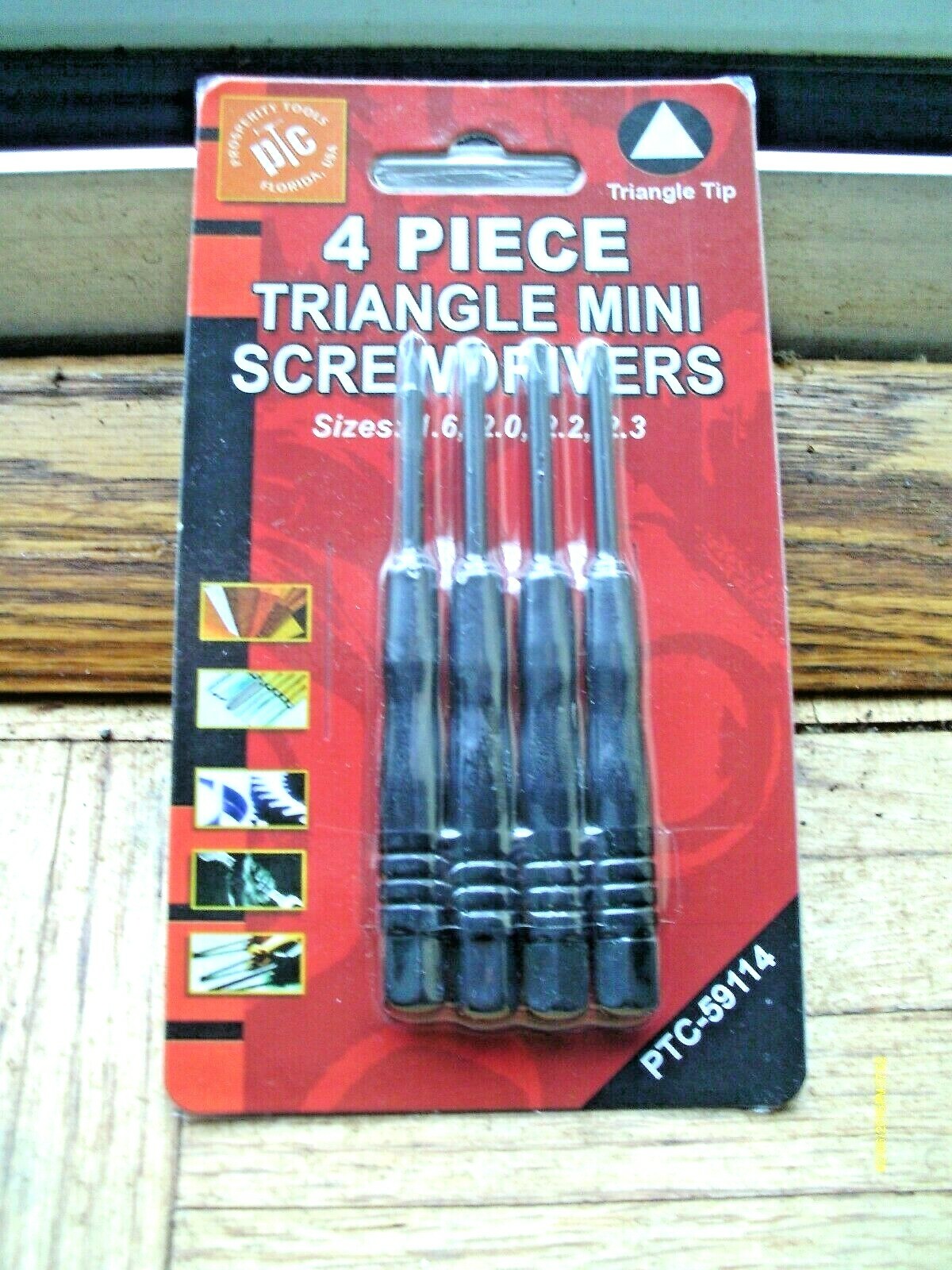 4 Piece Triangle Screwdriver SET with Hex Handle sizes: 1.6~2.0~2.2~2.3 ...