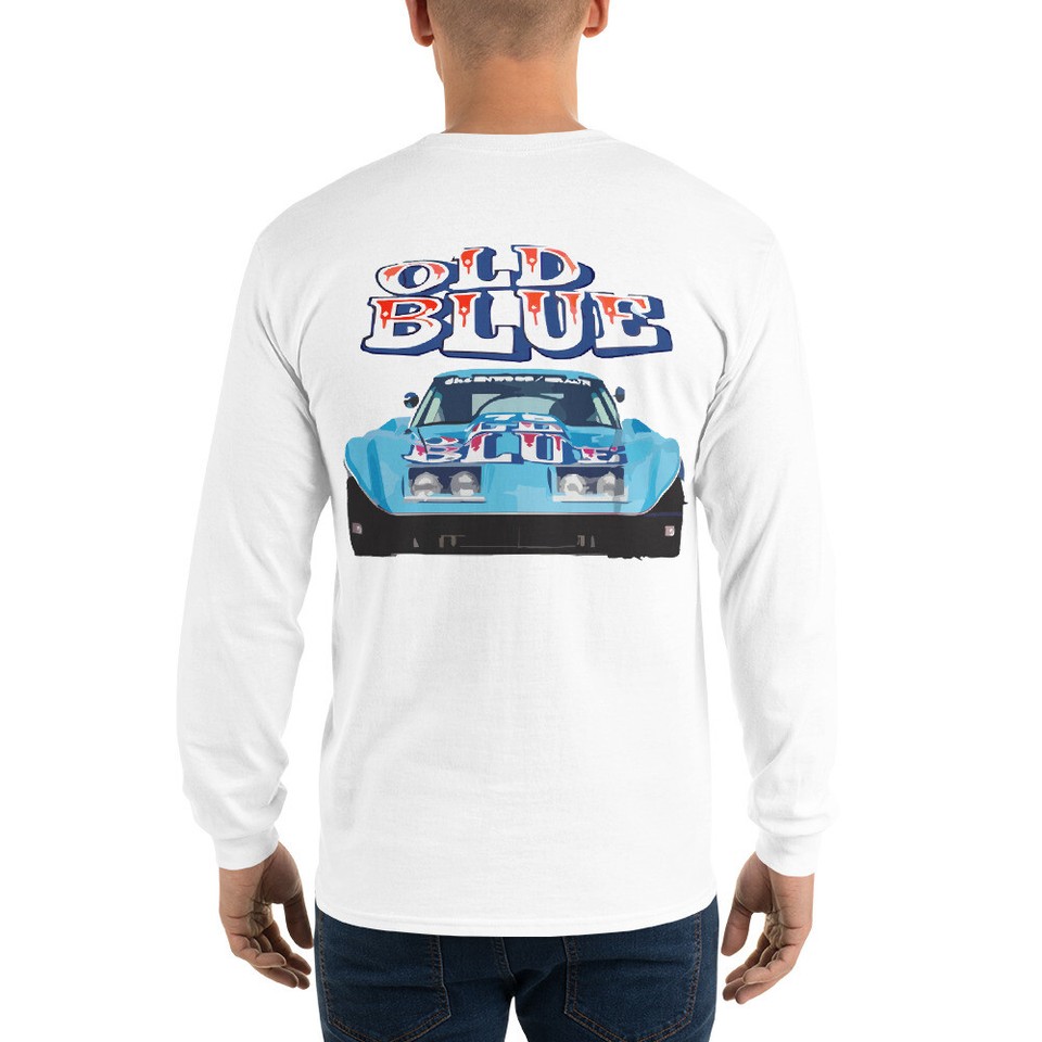 Chevy vette Wide Body Race Car Old Blue Men’s Long Sleeve Shirt | eBay