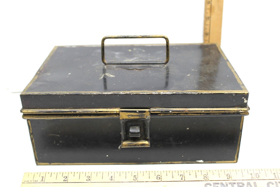 Antique Kreamer (?) Metal Tin Spice Lock Box +6 Tins+Grater+Spices ...