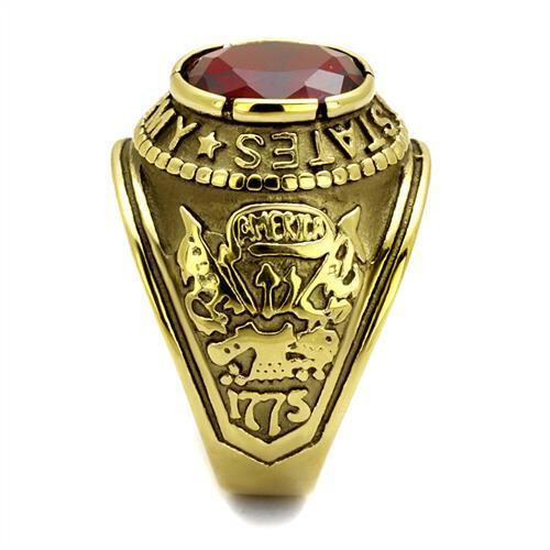 Gold U. S Army Ring for Men with Synthetic Siam Stone | eBay