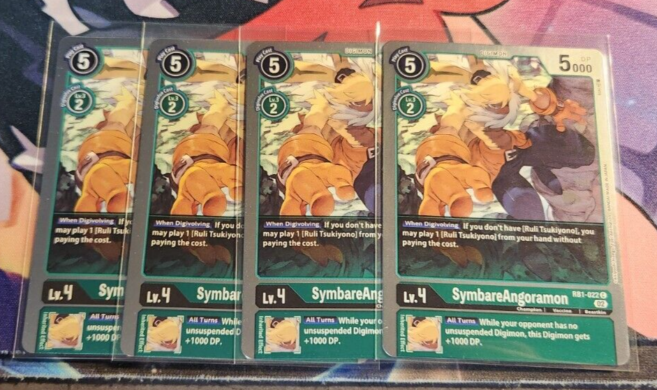 x4 Playset Digimon SYMBAREANGORAMON RB1-022 Green Common Foil TCG | eBay