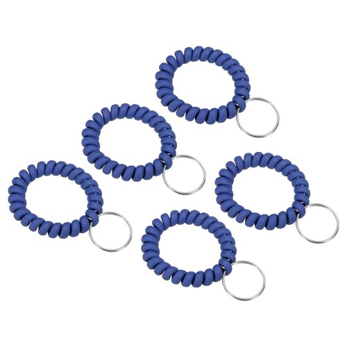 5pcs Spiral Wrist Coil Keychain Plastic Wristband Wristlet Key Ring ...