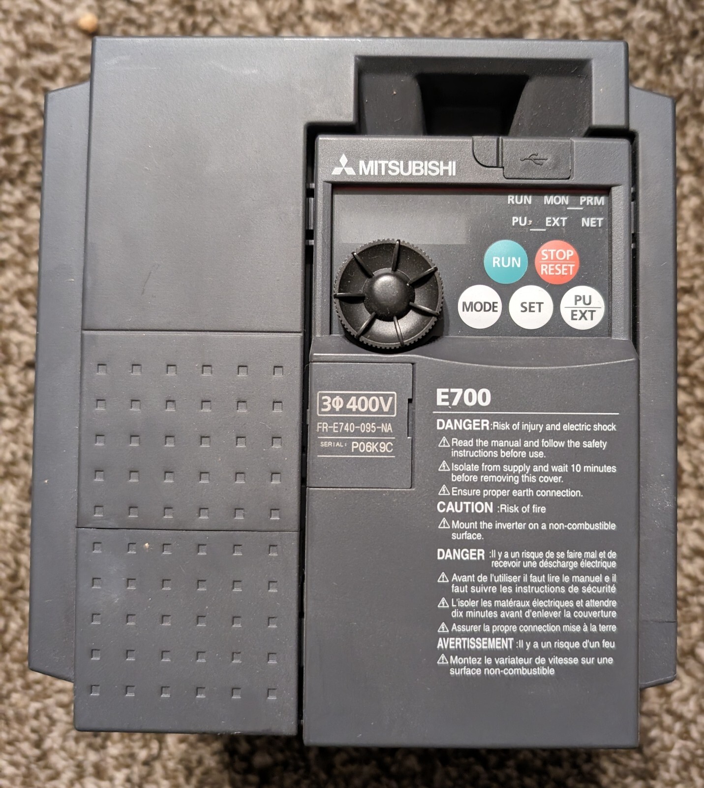 MITSUBISHI FR-E740-095-NA INVERTER DRIVE 380-480VAC 9.5 AMP 3 PHASE ...