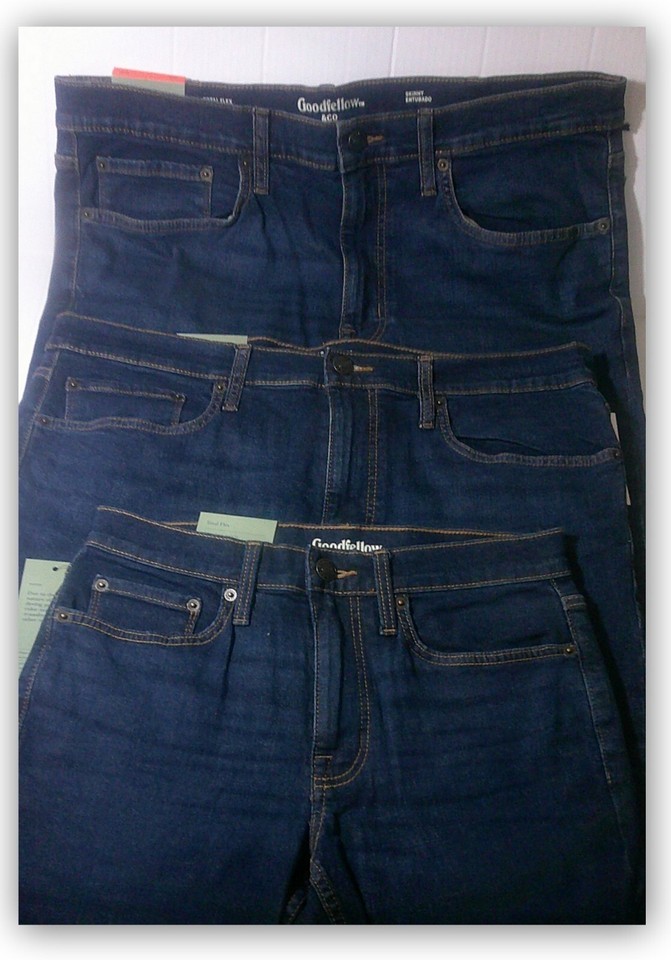 Goodfellow Mens DARK BLUE WASH Total Flex Jeans SKINNY FIT SLIMMEST LEG ...