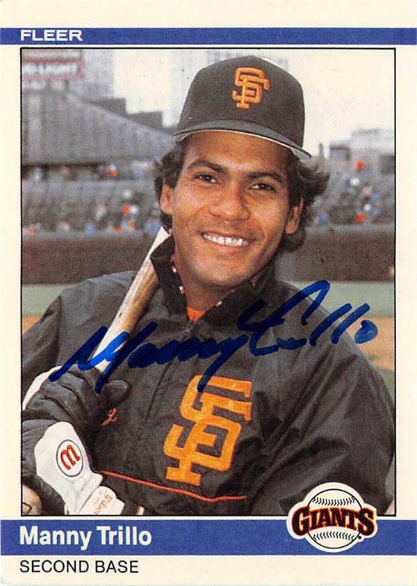 Manny Trillo autographed baseball card (Giants) 1984 Fleer #U119 Update ...