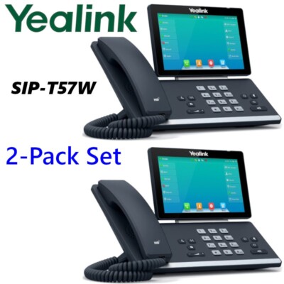 2 Pack Yealink SIP-T57W Premium IP Phone with Built-In Bluetooth & WIFI ...