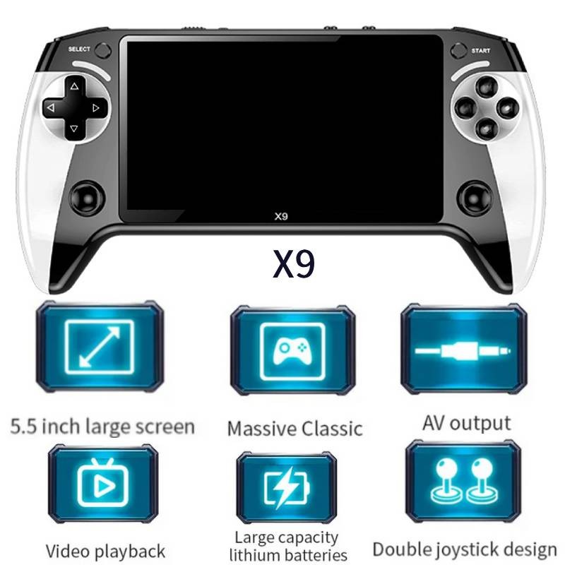 X9 Handheld Game Console 5.5 Inch 9000+ Games Video Player Support GBA ...