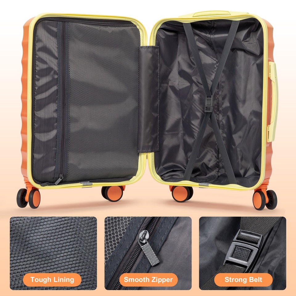 Hardside Multicolor Suitcase with TSA Lock Double Spinner Wheels 20/24 ...