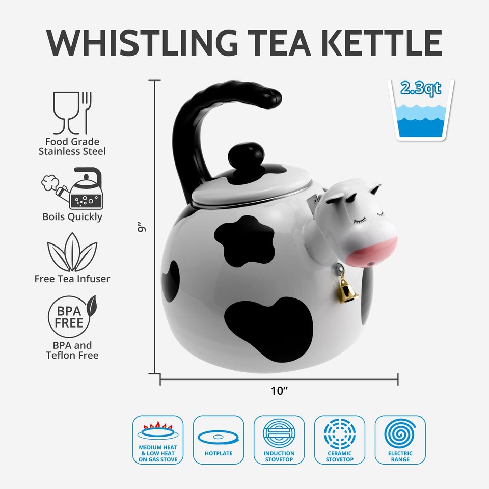 Ware Enamel On Steel Whistling Tea Kettle Stoveto Teakettle 2.3 Quart ...