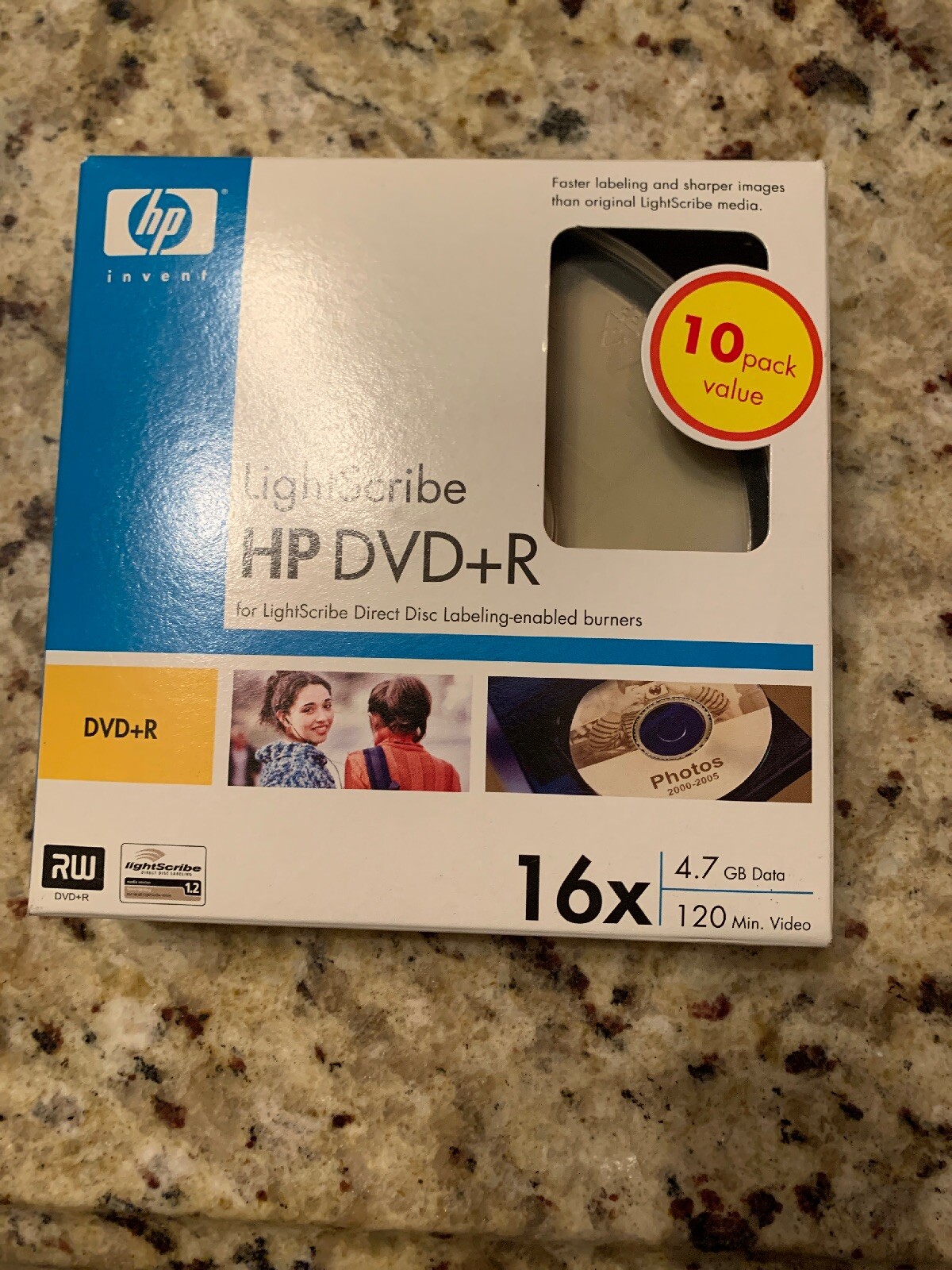 10 Pack HP LightScribe DVD+R 16x 4.7 GB Data 120 Minute Video Discs NEW ...