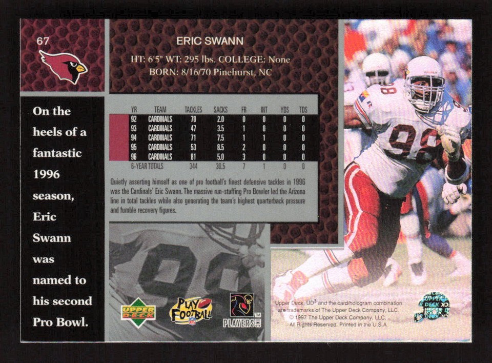 1997 Upper Deck UD3 Pigskin Heroes #67 Eric Swann Arizona Cardinals | eBay