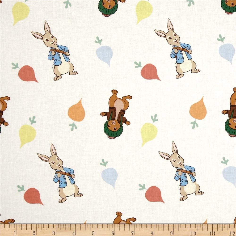 Peter Rabbit Rabbits & Radishes Toss White Cotton Fabric | eBay