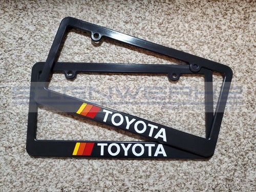 Toyota Retro Stripes License Plate Frame Multi Color Toyota Red - Pair ...