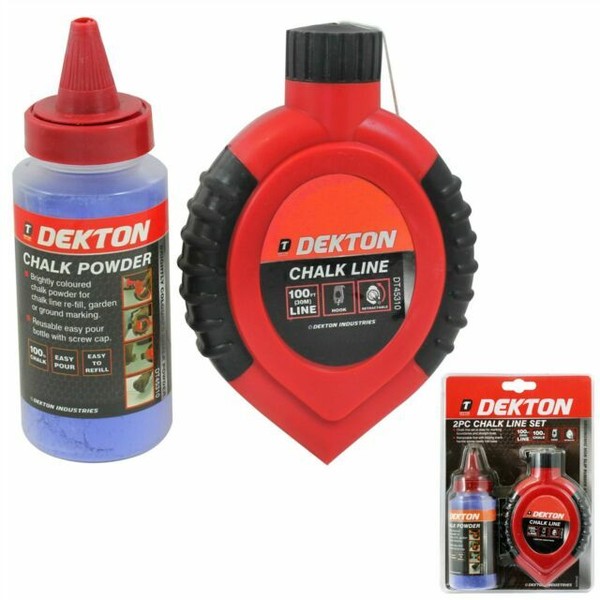 Chalk Line Powder Blue Refill 30m Dekton 2pc Builders 100ft String Reel ...