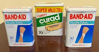 VTG BAND-AID & curad Bandage Tins (set of 3) | eBay