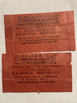 c1910 B. G. Adams Pepsin Gum Spearmint Rochester, New York Chewing Gum ...