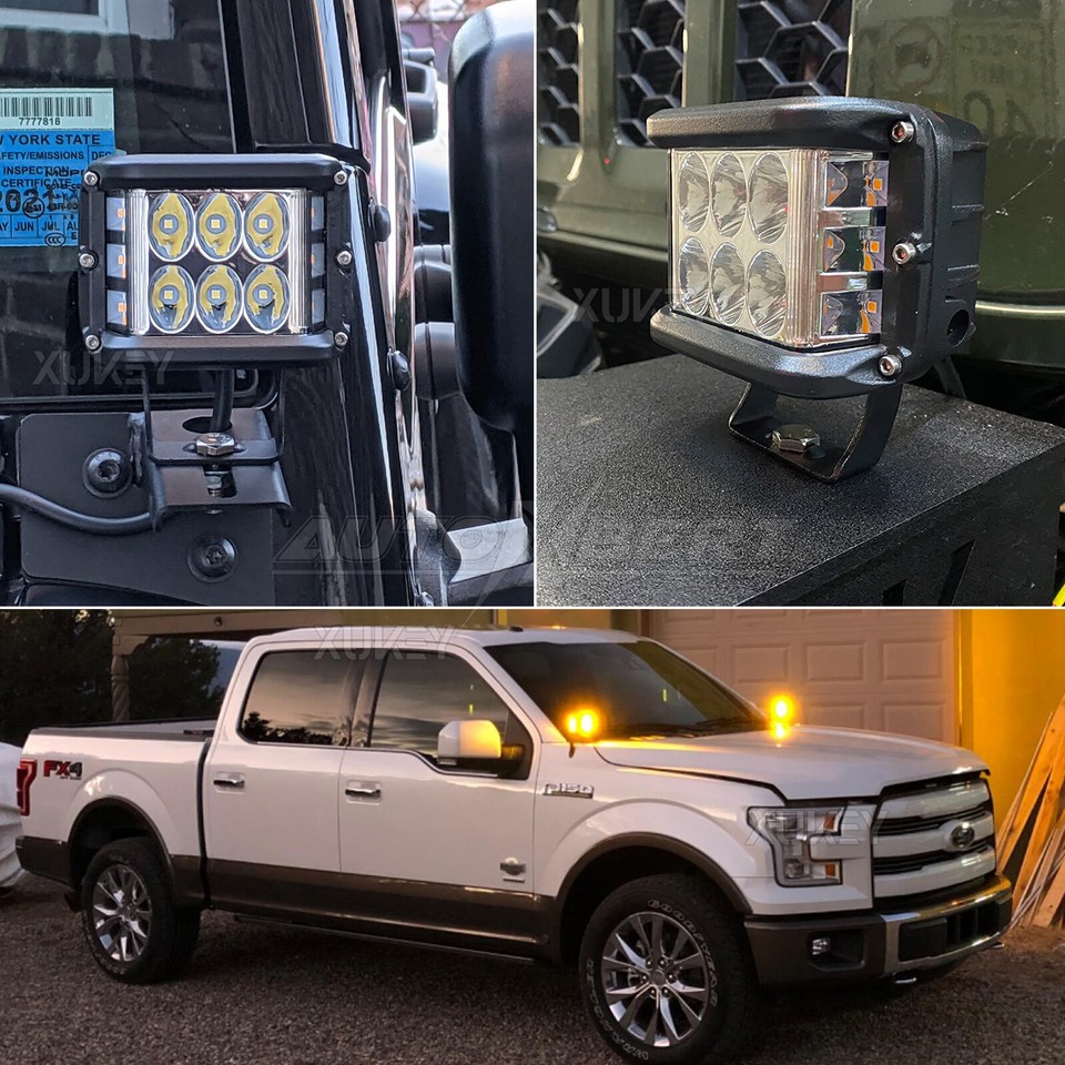 2pcs 4 INCH LED Light Pods Offroad Work Lights Flashing Beacon Strobe ...