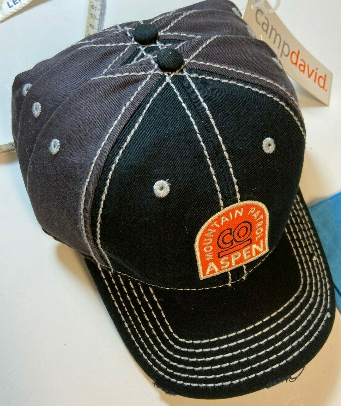 Camp David Tattered Baseball Hat NWT Adjustable Cotton Patrol Blockhead ...