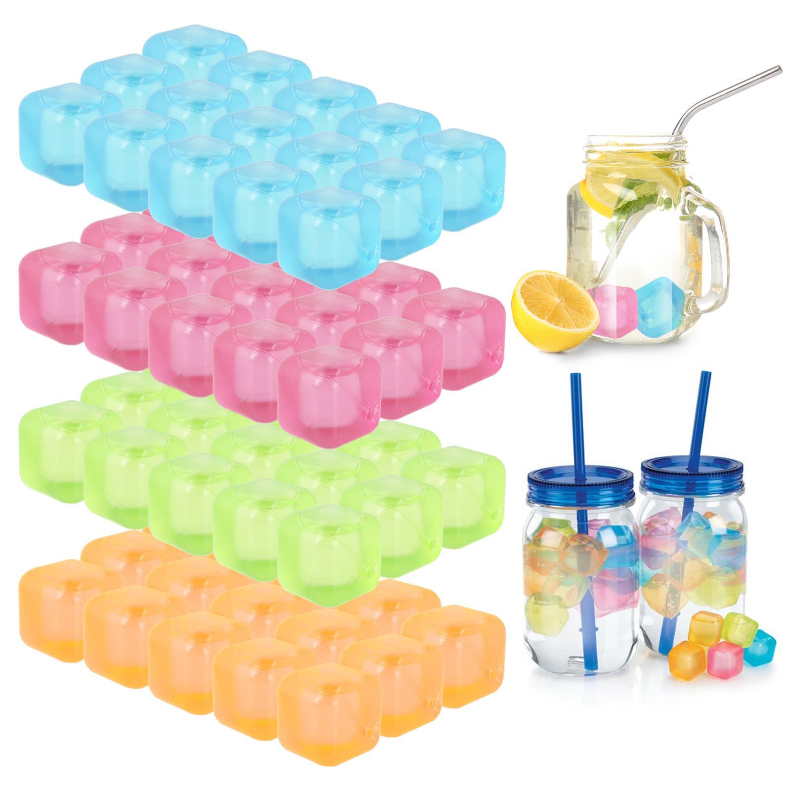 60pk Multicolored Plastic Freezable Ice Cubes Reusable Eco-Friendly ...