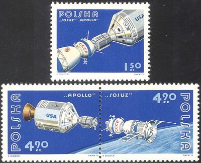 Poland 1975 Apollo/Soyuz/Space Link-up/Rockets/Science/Transport 3v set ...