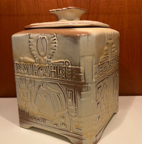 VTG Frankoma Mayan Aztec Gold Canister Cookie Jar | eBay