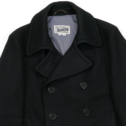 Schott US 751 Slim Fit Pea Coat ~ XL ~ Made in USA ~ Wool Blend / Navy ...