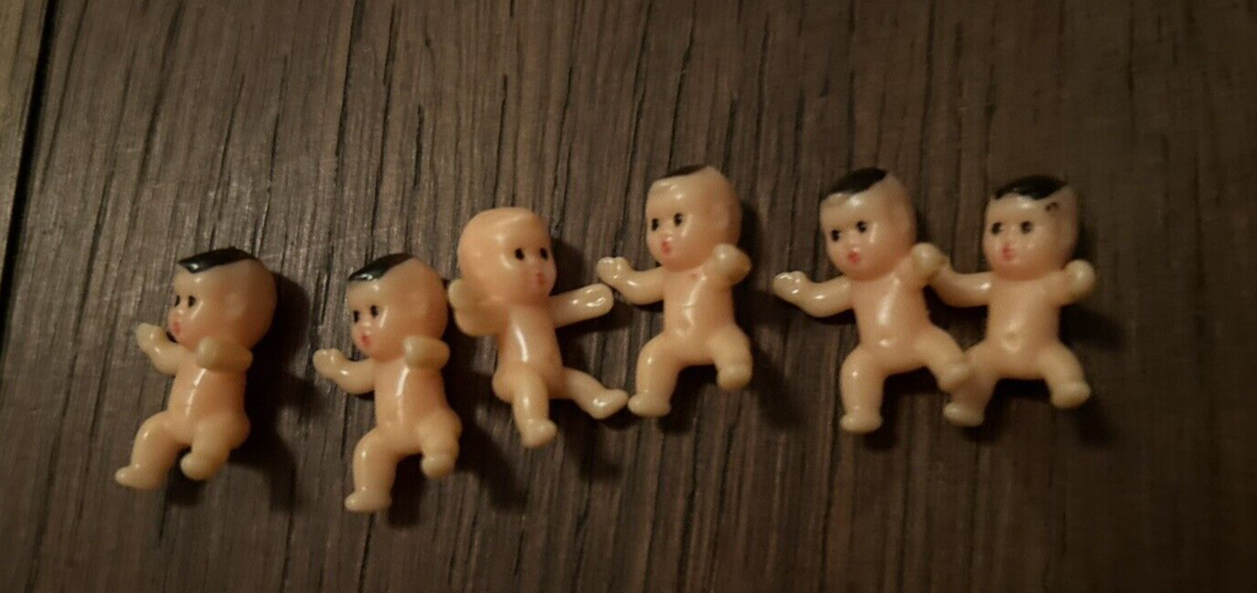 Lot of 6 Tiny Baby Figurines 1 Inch Small Babies Baby Shower Ice Cubes ...