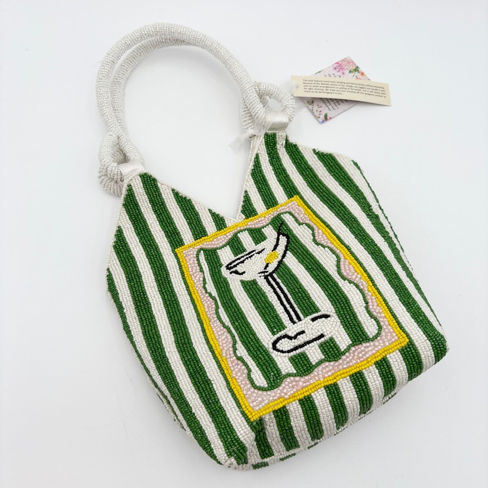 Handmade Beaded Cocktail Martini Purse Top Handle Bag Striped | eBay