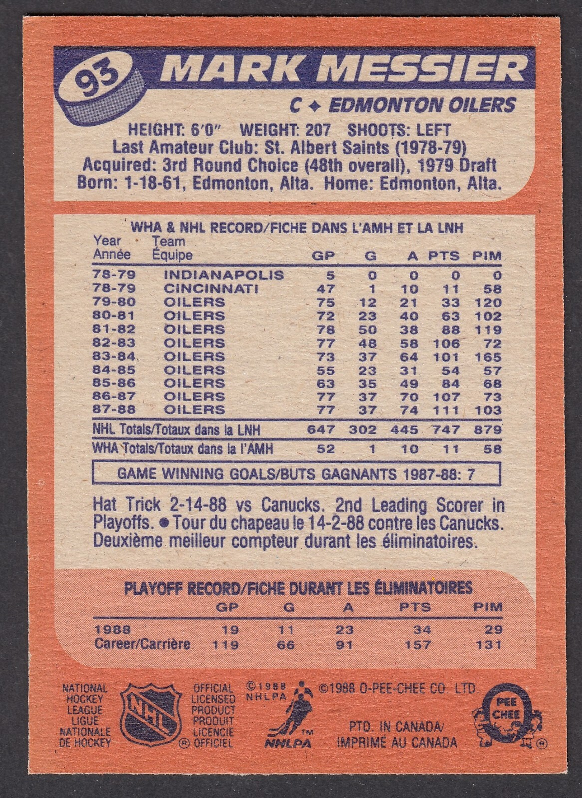 1988-89 O-Pee-Chee - #93 Mark Messier for sale online | eBay
