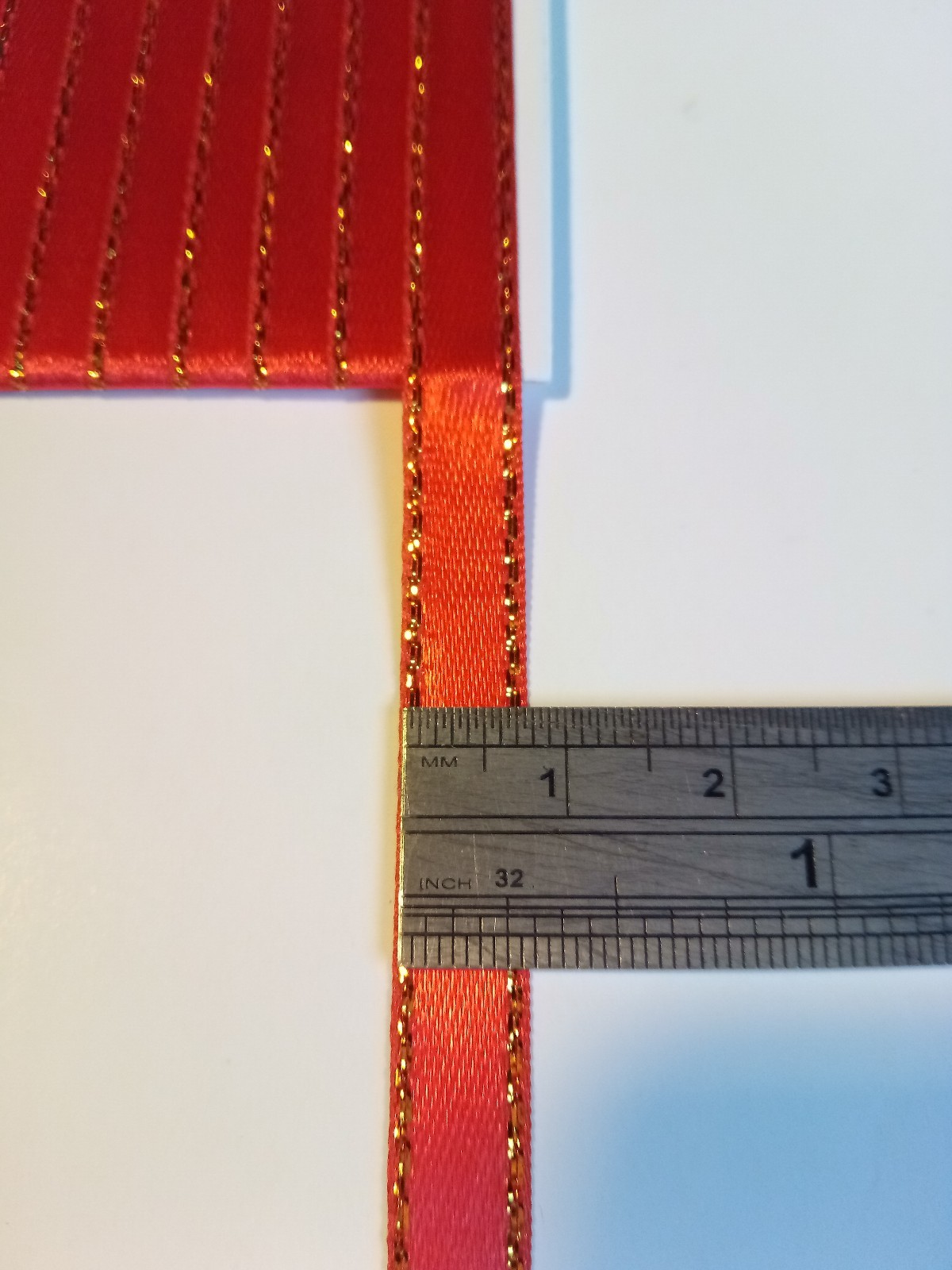 5M 6mm Thin Red Gold Edged Satin Ribbon Trim Card Making Scrapbooking ...