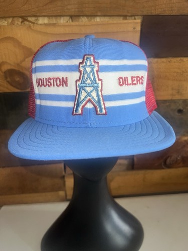 Vintage 80s Houston Oilers NFL Football Blue Snapback Hat AJD The ...