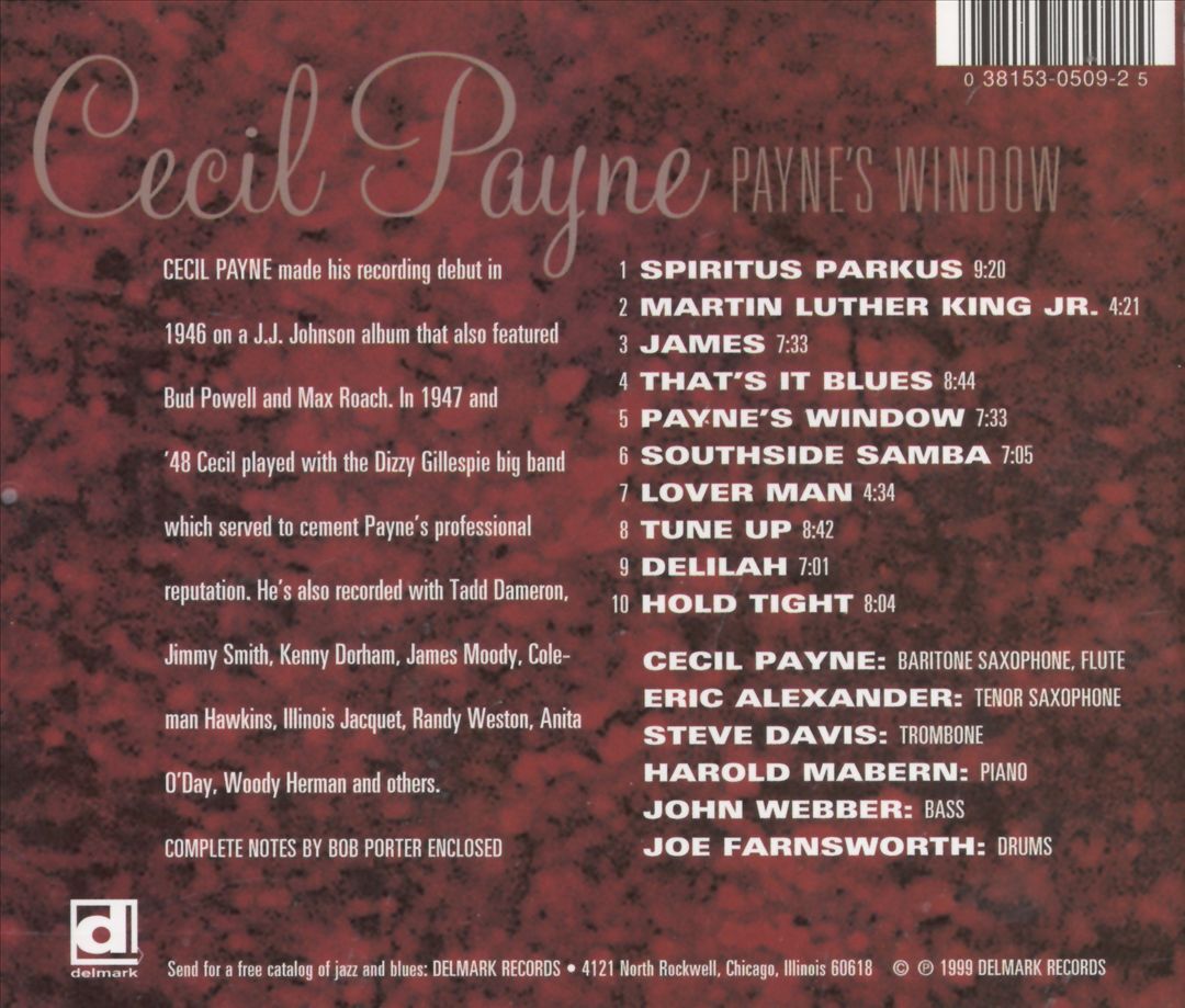 CECIL PAYNE PAYNE'S WINDOW NEW CD 38153050924| eBay
