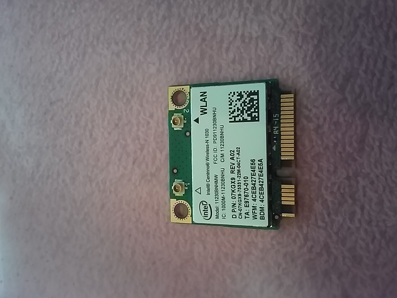 Dell 7KGX9 Intel Centrino Wireless-N 1030 11230BNHMW b/g/n BT PCIe Half ...