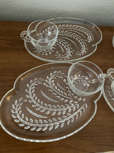 Vintage Federal Glass Co. Set Of 4 Plates And Cups With Homestead Wheat ...
