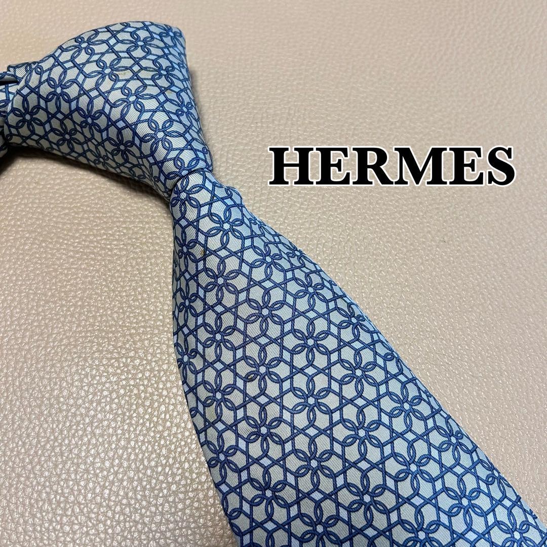 Hermes tie H pattern striped dot check light gray gray - Gem