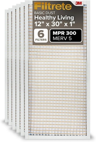 Filtrete 12"x30"x1" AC Furnace Air Filter MERV 5 MPR 300 Basic Dust ...