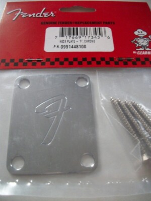 Neck Plate Fender Official - F Logo - 0991448100 - Chrome For Guitar Or ...