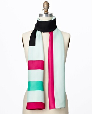 Brand New Ann Taylor Graphic Stripe 100% Silk Scarf Color Pink/Green ...