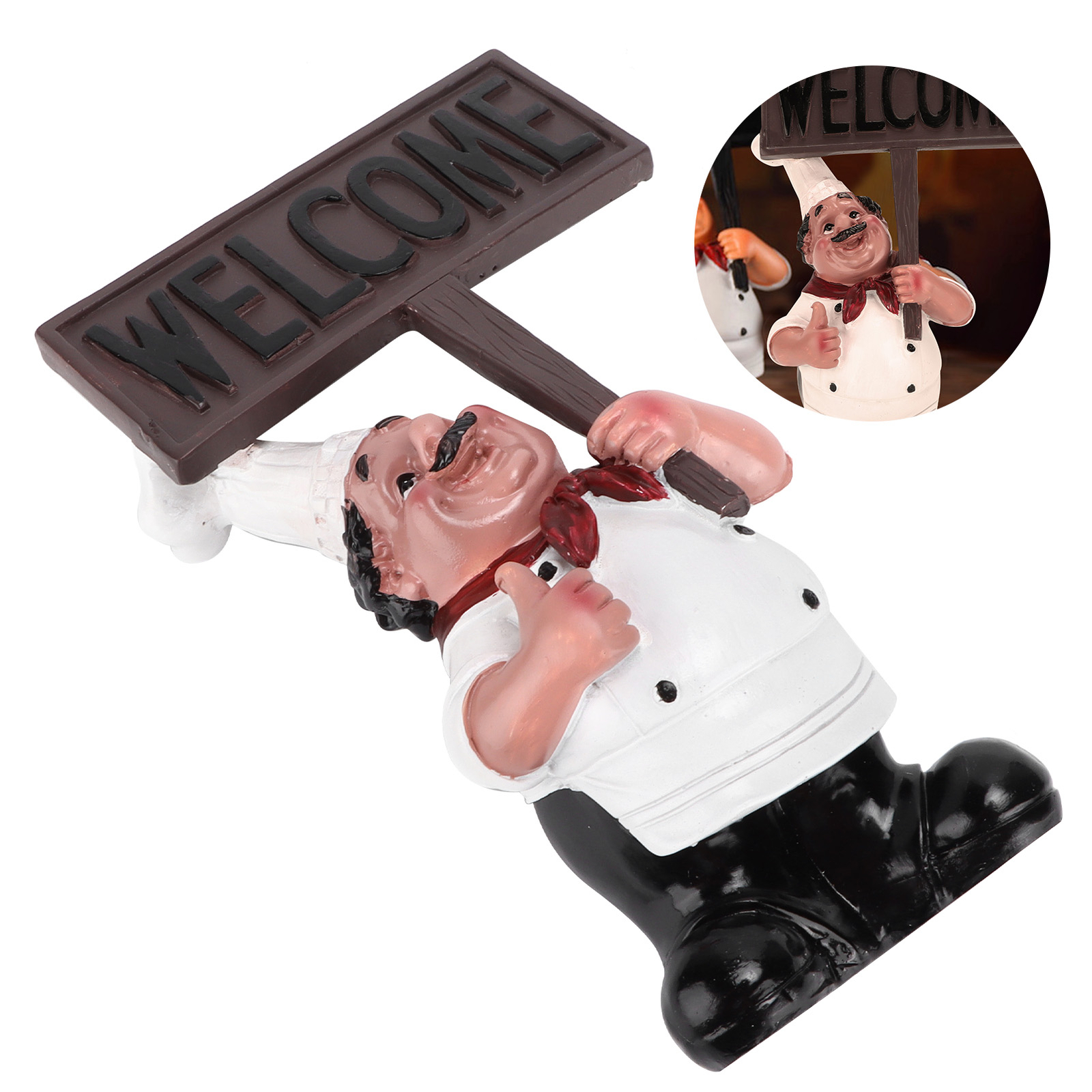 Chef Sculpture Cute Chef Welcome Figurines Ornament For Kitchen ...