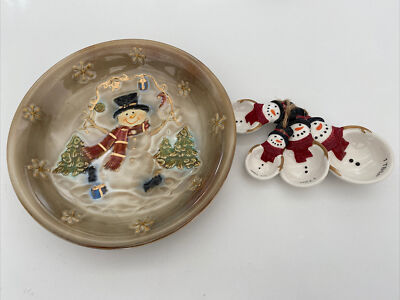 Snowman Holiday Measuring Spoons And Dish. New Without tags. | eBay