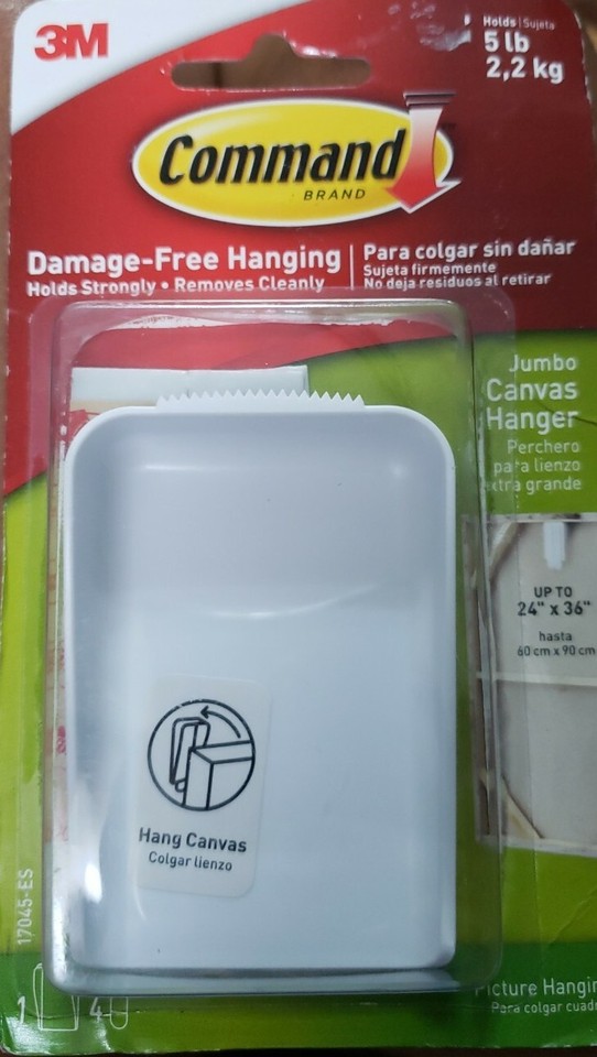 Command Jumbo Canvas Hanger (1 Hook 4 Large Strips) White | eBay