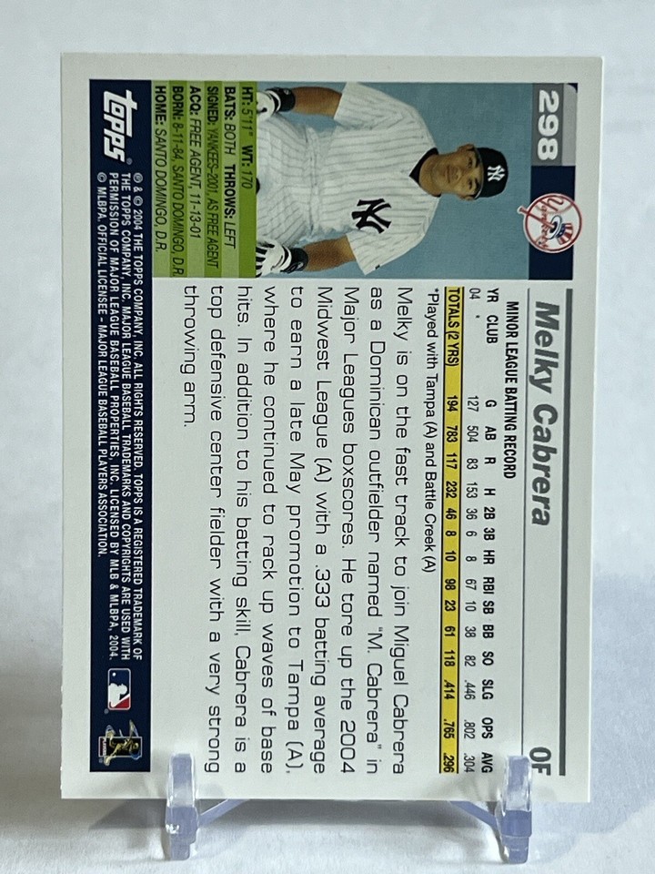 Melky Cabrera 2004 Topps card 298 New York Yankees Rookie RC | eBay